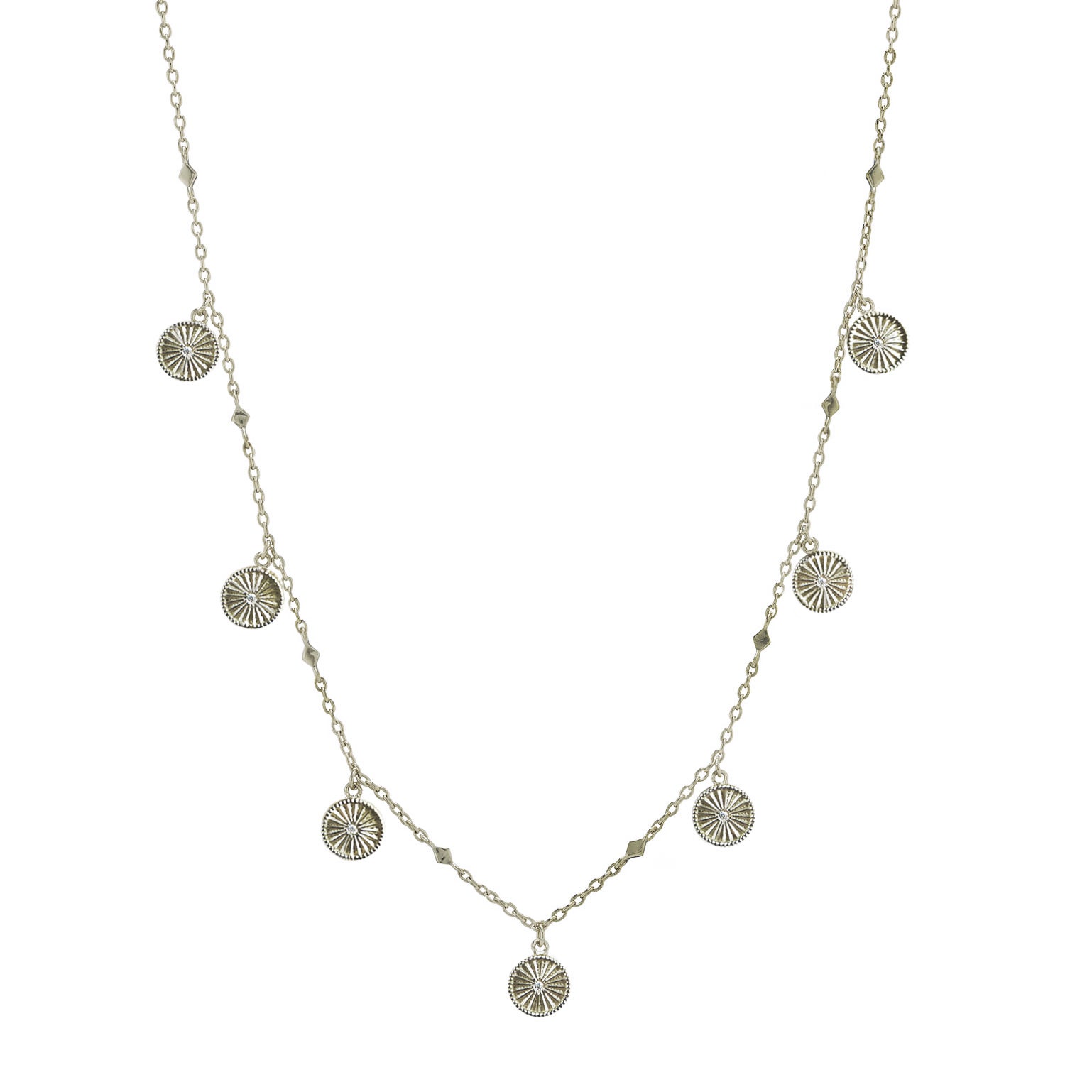 Solis Engraved Disc Choker Necklace Silver – Koukla London